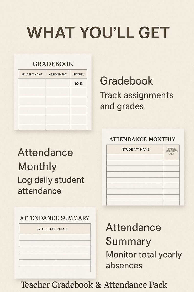 Teacher Gradebook & Attendance Tracker: Editable Canva Template ...