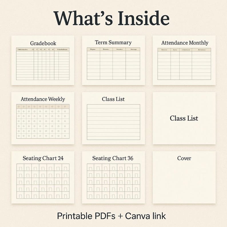 Teacher Gradebook & Attendance Tracker: Editable Canva Template ...