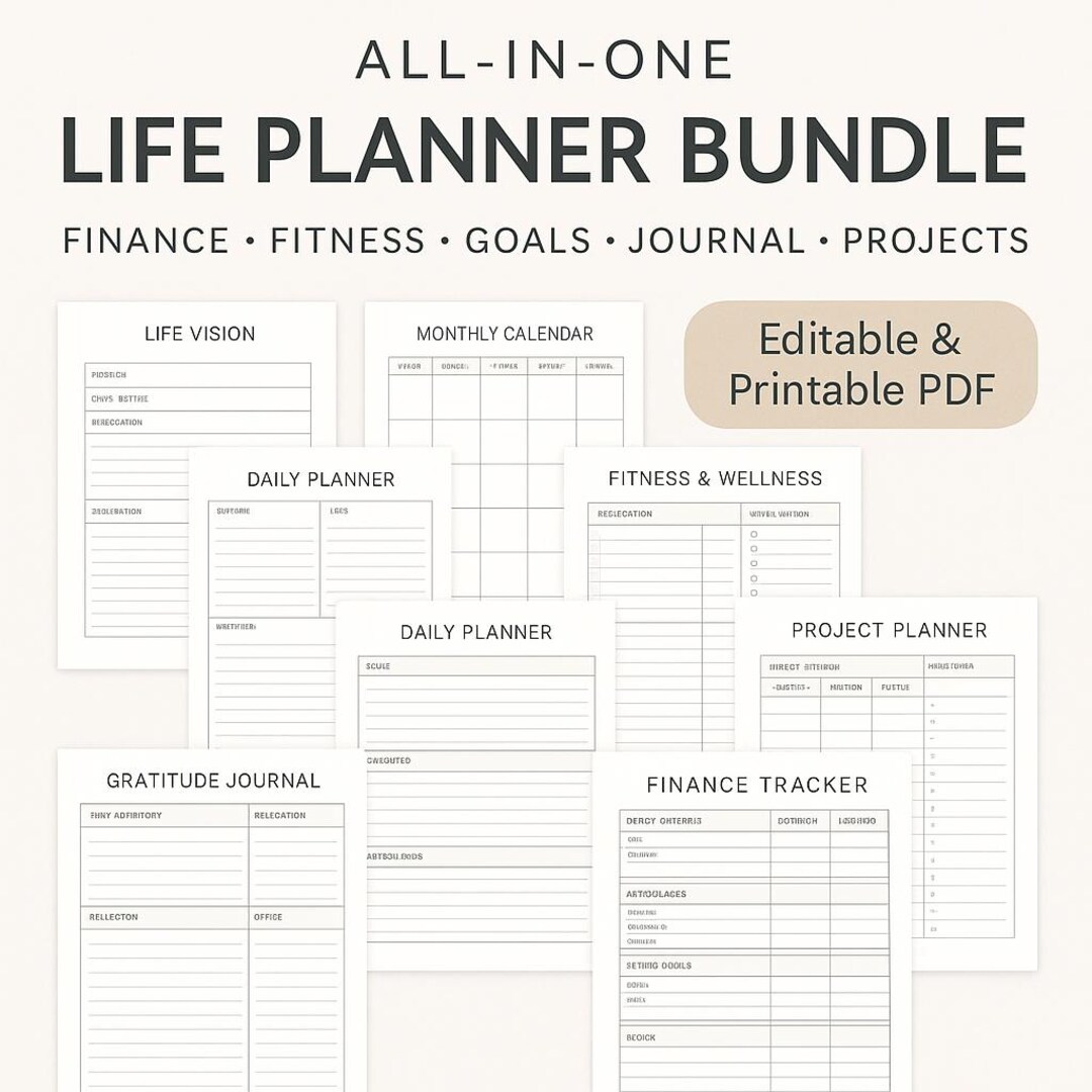 2025 Life Planner Bundle: Finance, Fitness, Goals - Printable PDF - Etsy