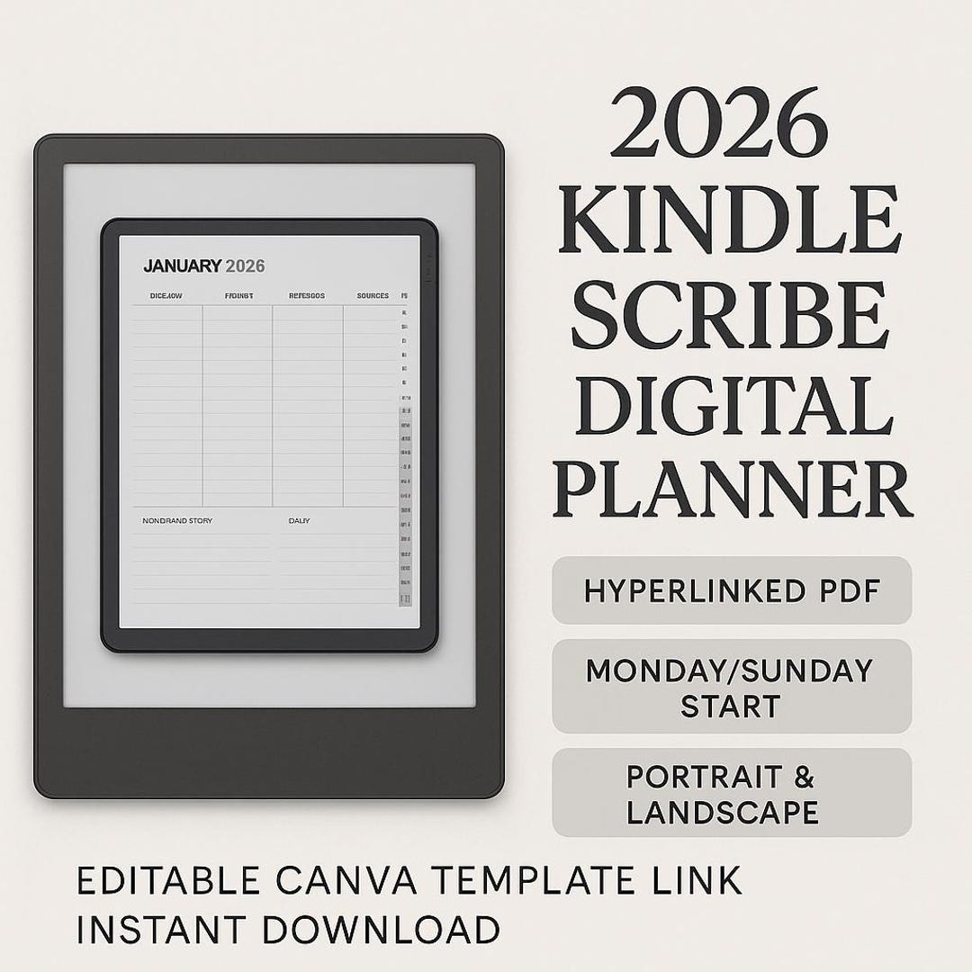 Kindle Scribe 2026 Digital Planner: Hyperlinked Portrait & Landscape ...