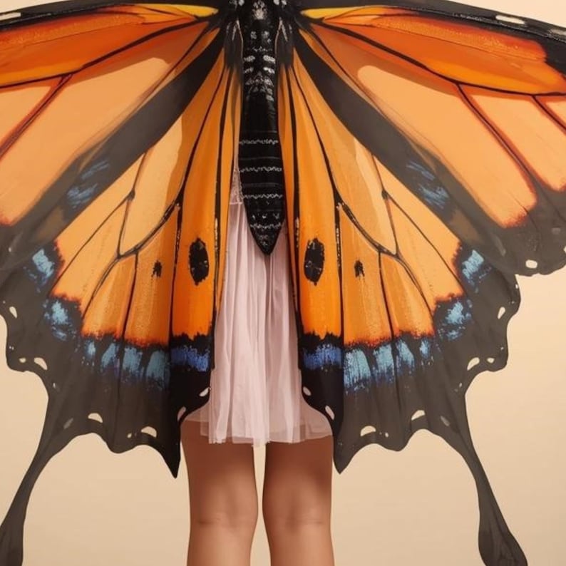 Monarch Butterfly Chiffon Wings, Fairy Costume, Festival Cape - Etsy