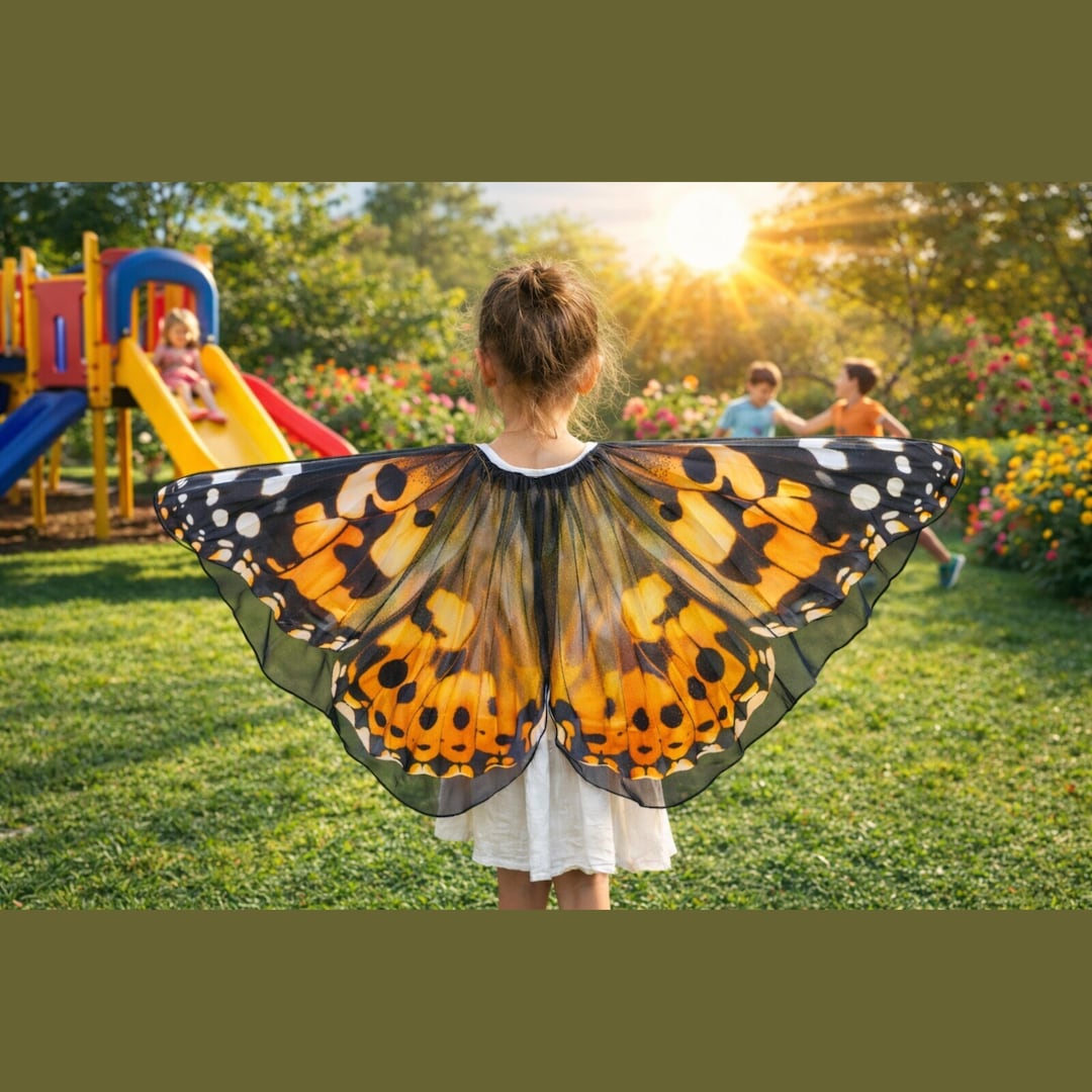 Monarch Butterfly Wings for Kids, Chiffon Fairy Wings Costume ...