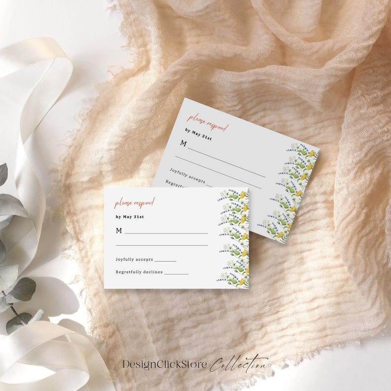 Wildflower Wedding Invitation Suite Template, Editable Canva, Boho ...