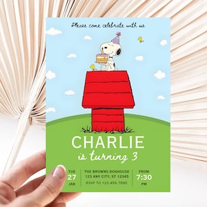Snoopy Birthday Invitation for Girls and Boys, Peanuts Party Invite ...