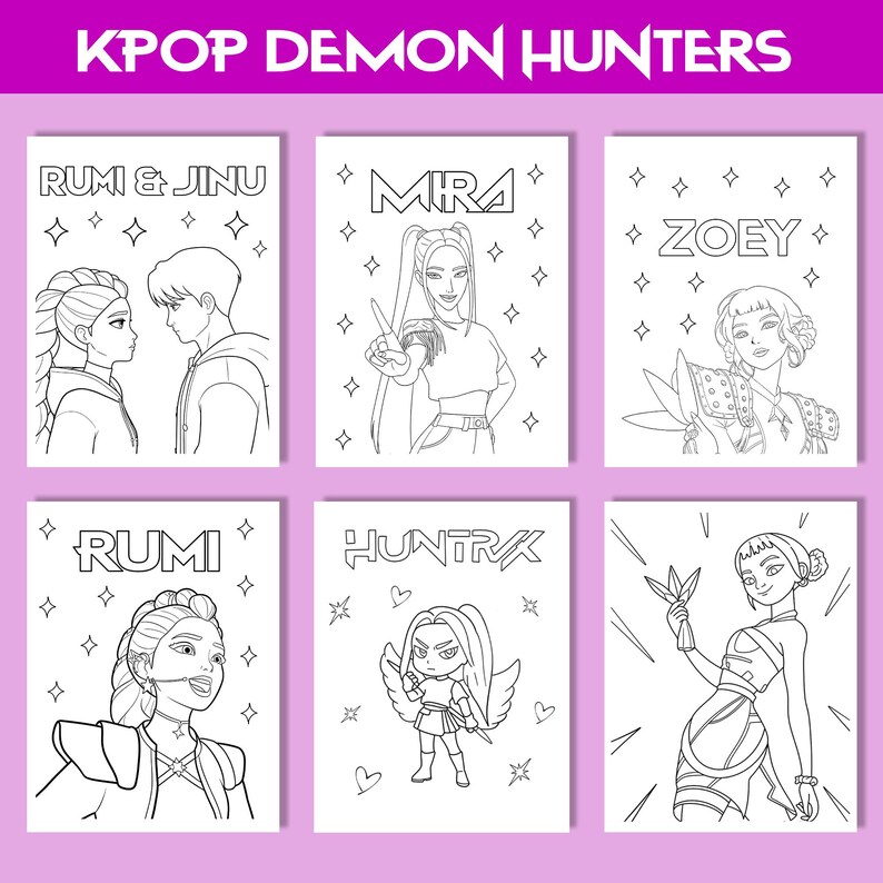 Kpop Demon Hunters Coloring Pages, 75 Printable Kpop Coloring Page ...
