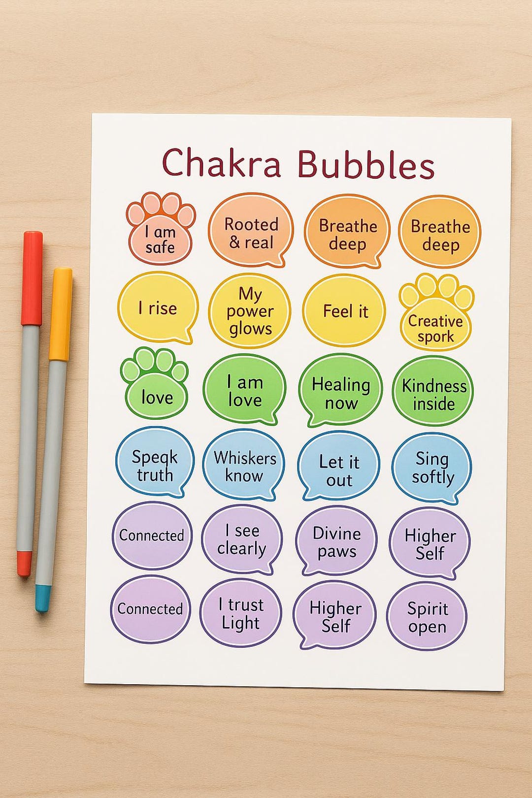 Chakra Whiskers Printable Sticker and Journal Bundle – Spirit Cat ...