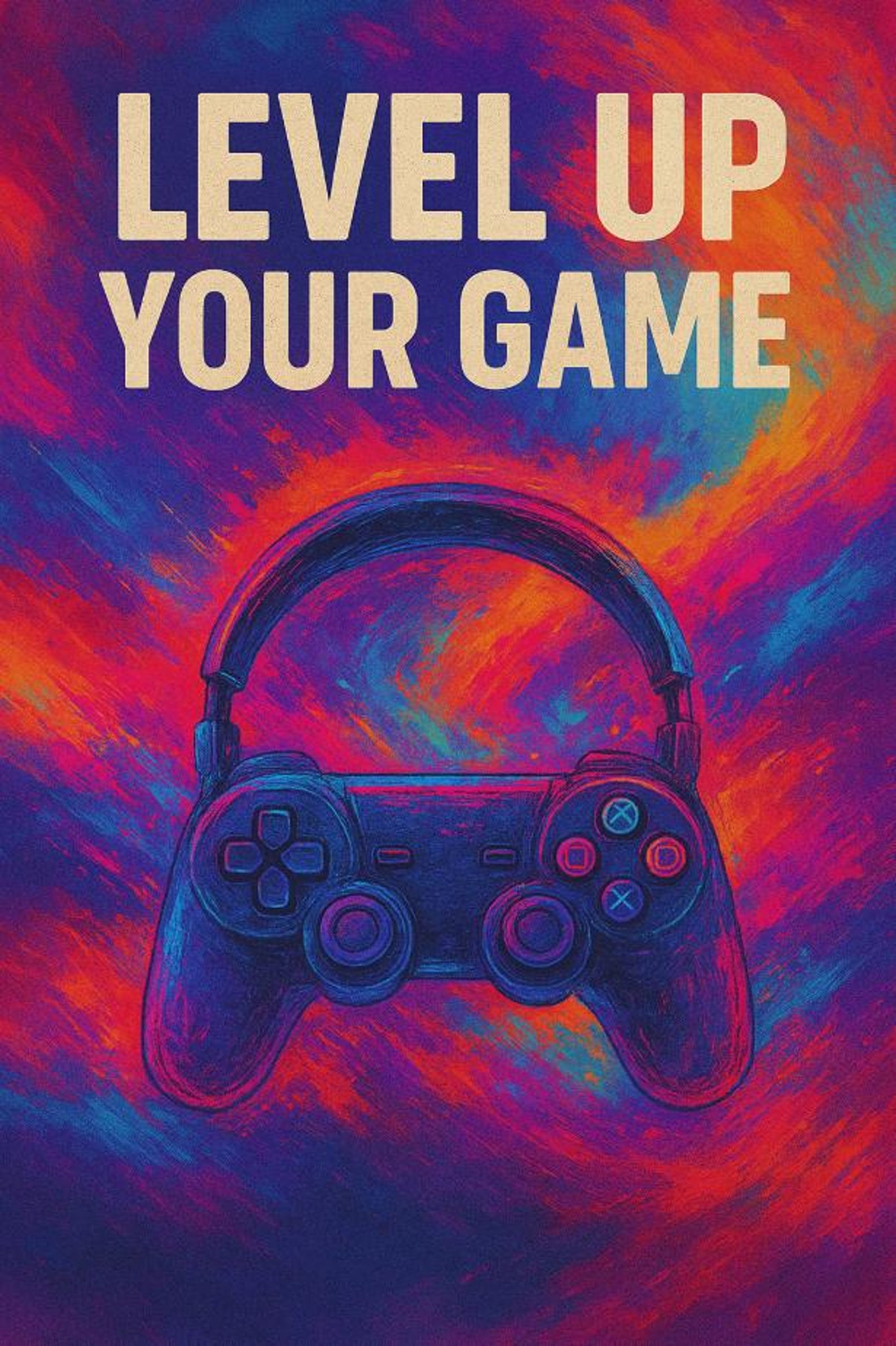 Level up Your Game Poster - Neon Gamer Wall Art With Controller | Cool ...