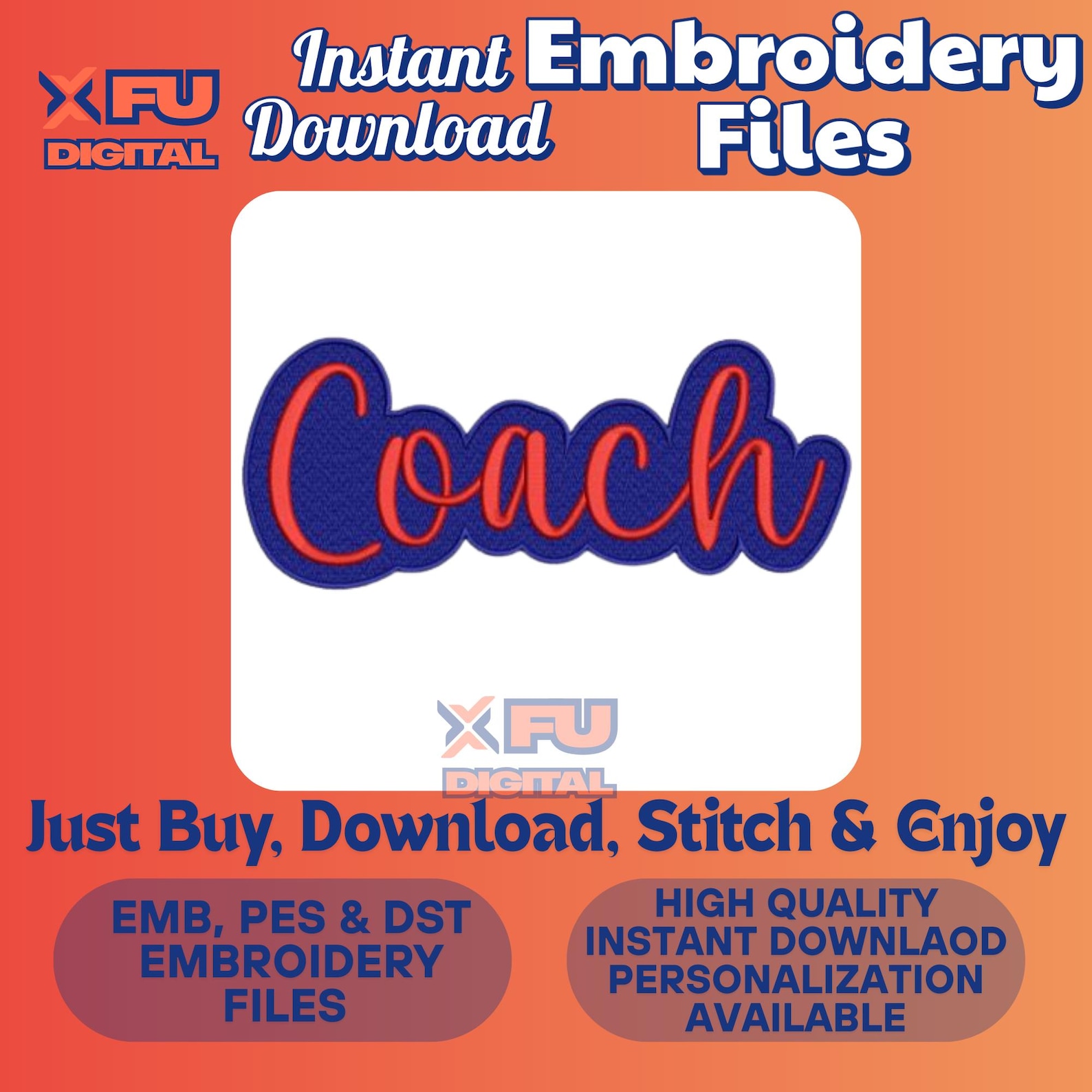 Coach Sequin Embroidery Design, Sequin Applique Embroidery File, Coach ...