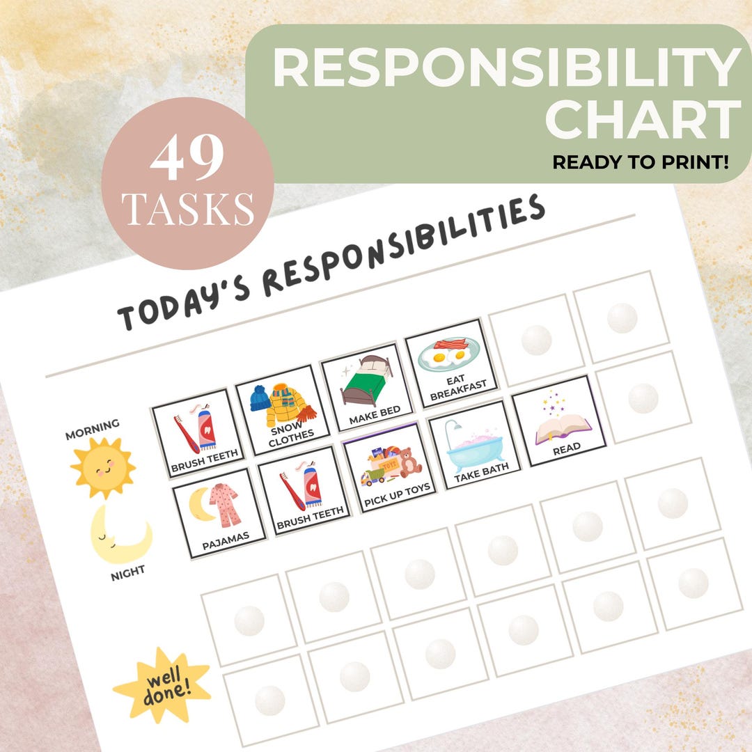 Kids Daily Responsibility Chart | Editable Printable Chore Chart With ...