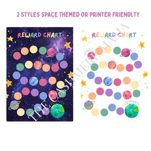 Space Reward Chart for Kids: Printable Behavior & Chore Tracker (PDF ...
