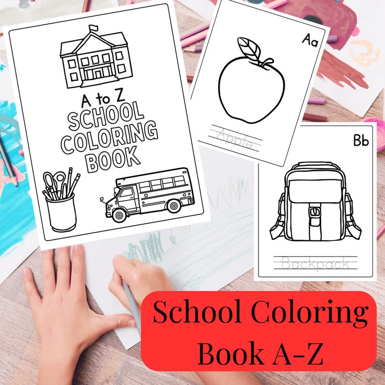 A to Z School Alphabet Coloring Book: ABC Learning, Classroom ...