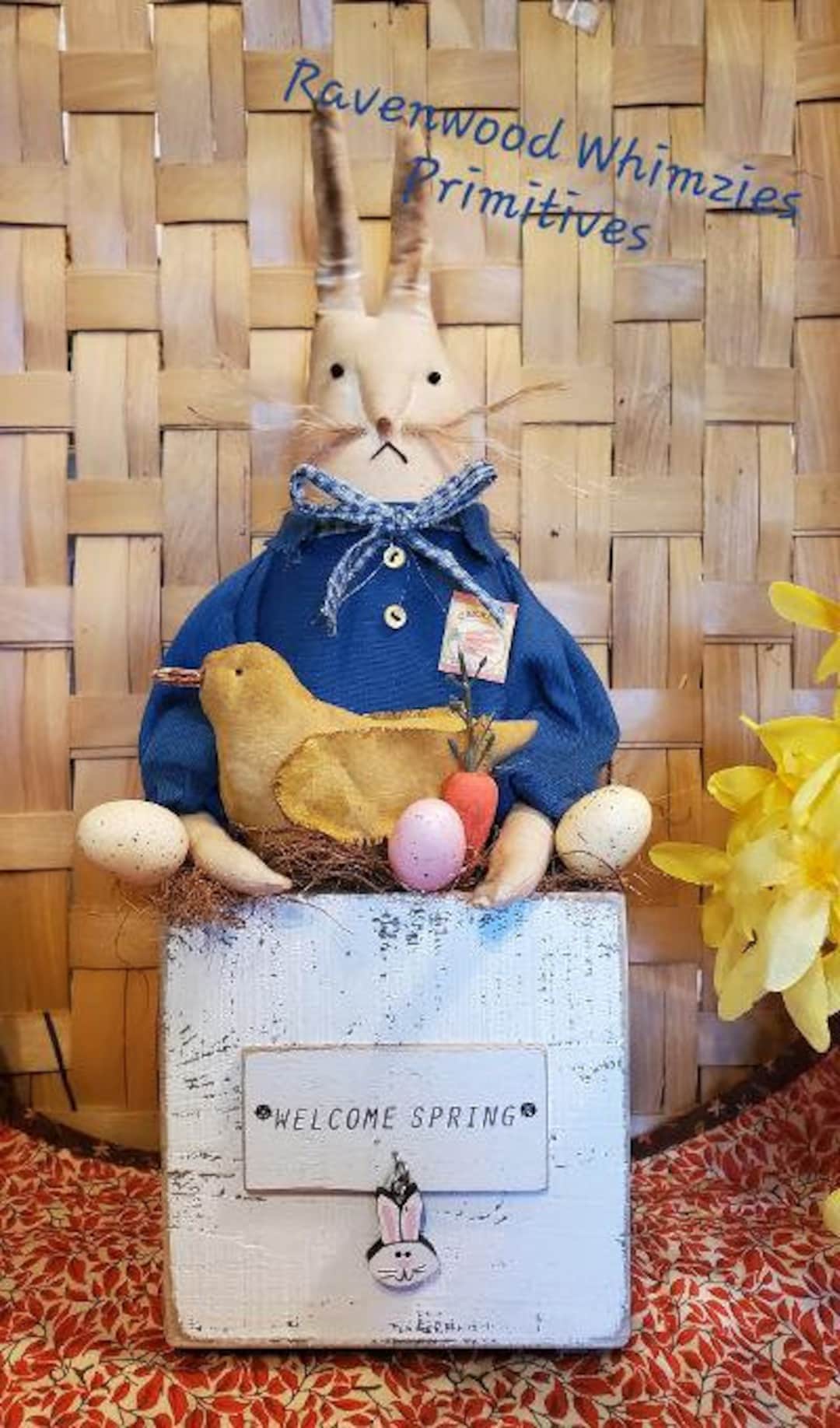 Primitive Easter Rabbit Prim Spring Rabbit Bunny Spring Decor Easter ...