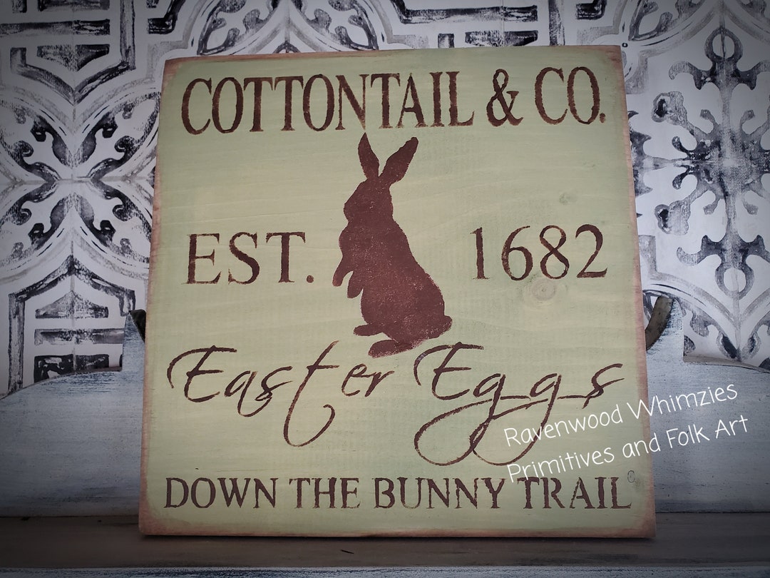 Primitive Easter Sign, Farmhouse Rabbit Sign, Farmhouse Easter Sign ...