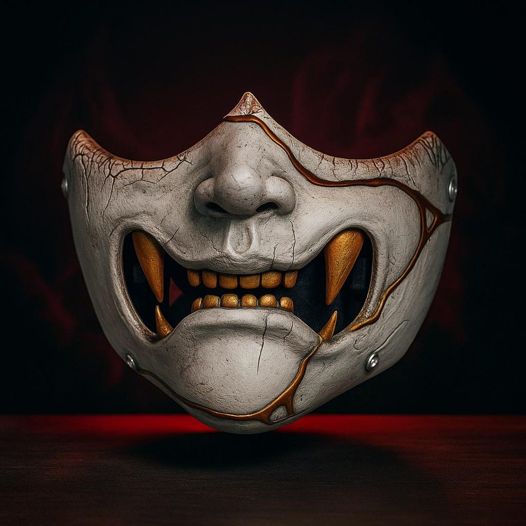 Samurai Demon Half Mask | Japanese Hannya Cosplay Mask, Yotei-inspired ...