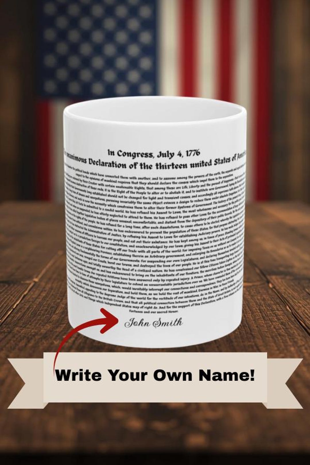 Customizable Declaration of Independence Mug, Patriotic Tea Cup ...