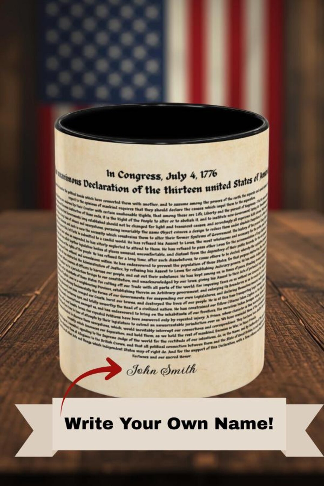 Personalized Declaration of Independence Mug, American Patriotic Gift ...