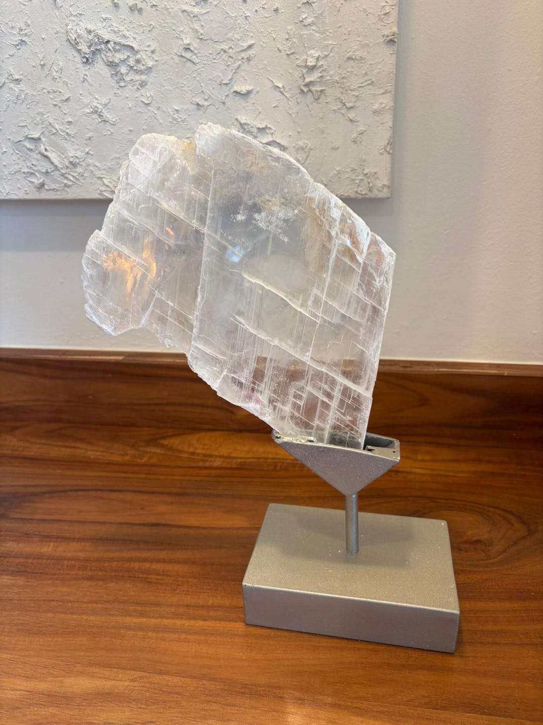 Large Selenite Crystal Slab on Stand - Home Decor Accent - Etsy
