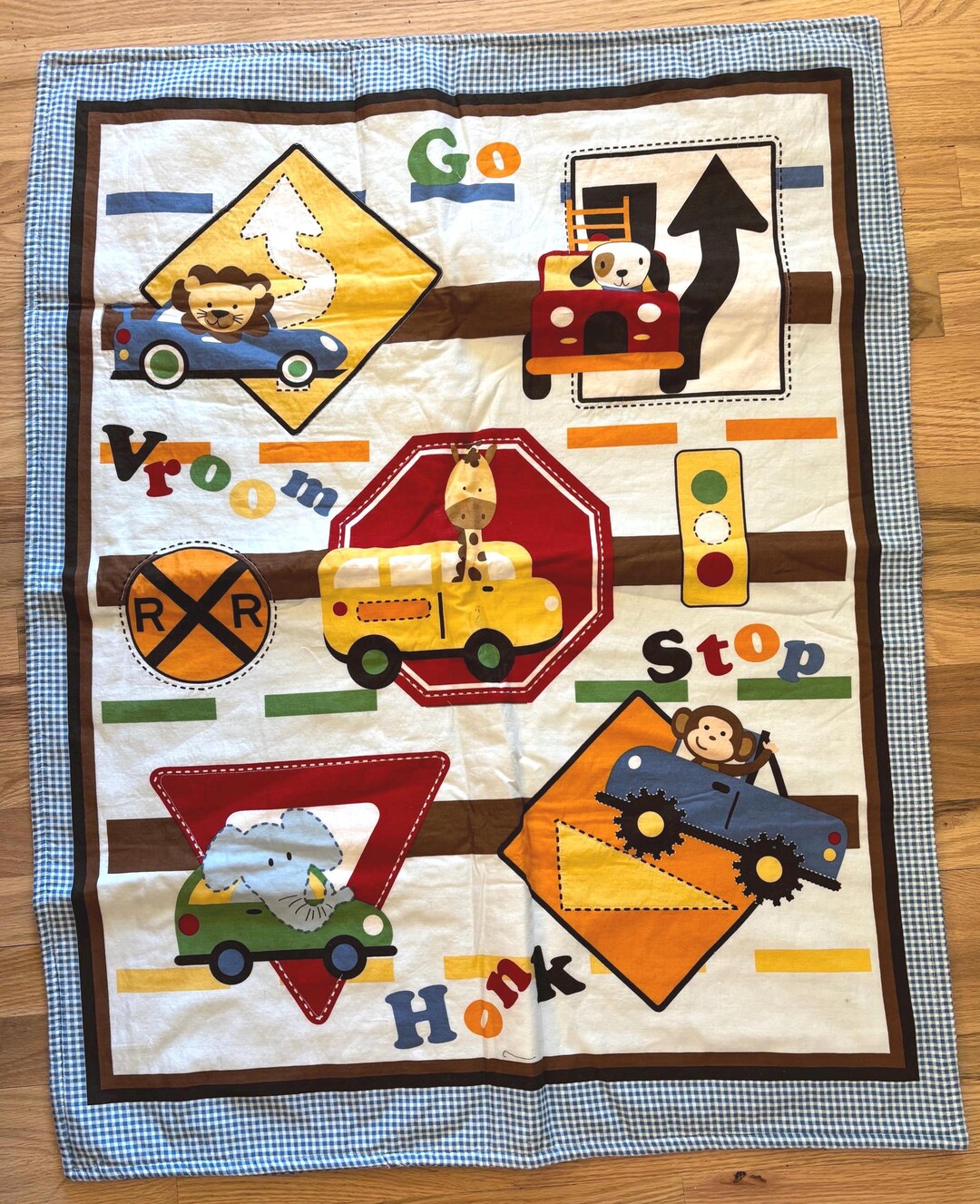 Vintage Transportation Baby Quilt Animal Road Sign Nursery Blanket - Etsy