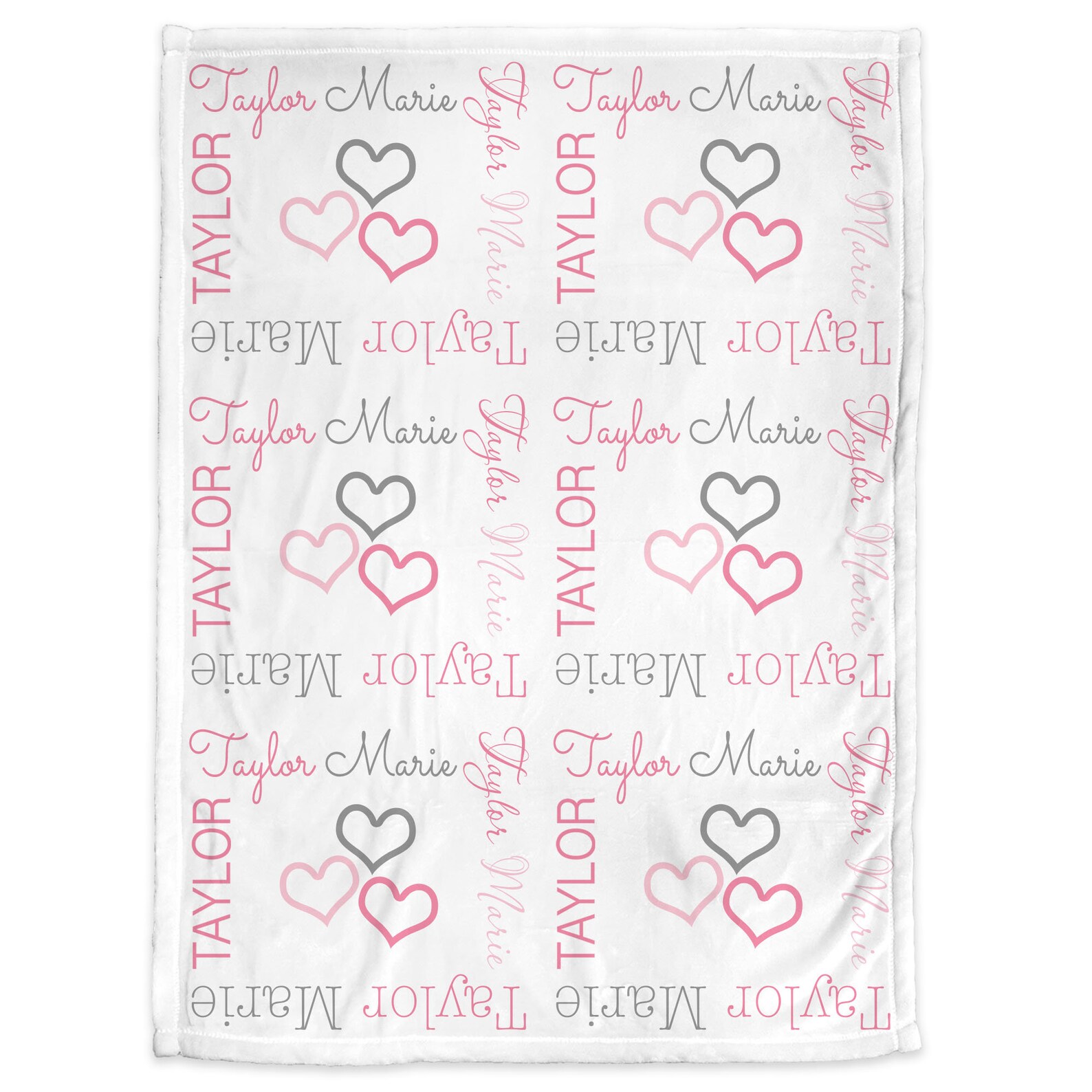 Hearts Baby Girl Blanket, Personalized Swaddle Blanket With Hearts ...