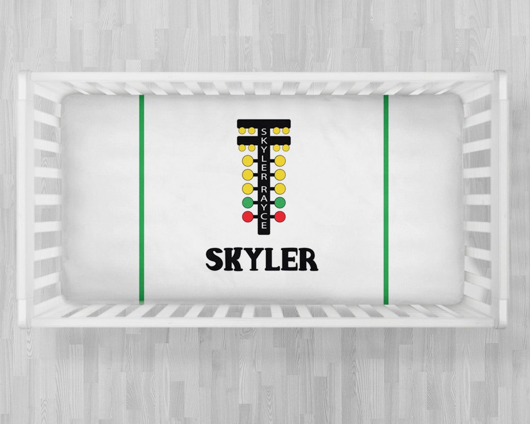 Personalized Drag Racing Crib Sheet, Racing Theme Baby Fitted Sheet ...