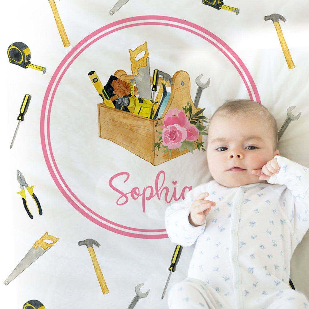 Baby Girl Construction Tools Blanket, Blanket With Carpenter Tools ...