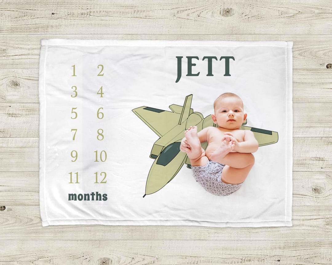 Monthly Milestone Baby Blanket Jet Newborn Baby Gift, Boy Navy Air ...