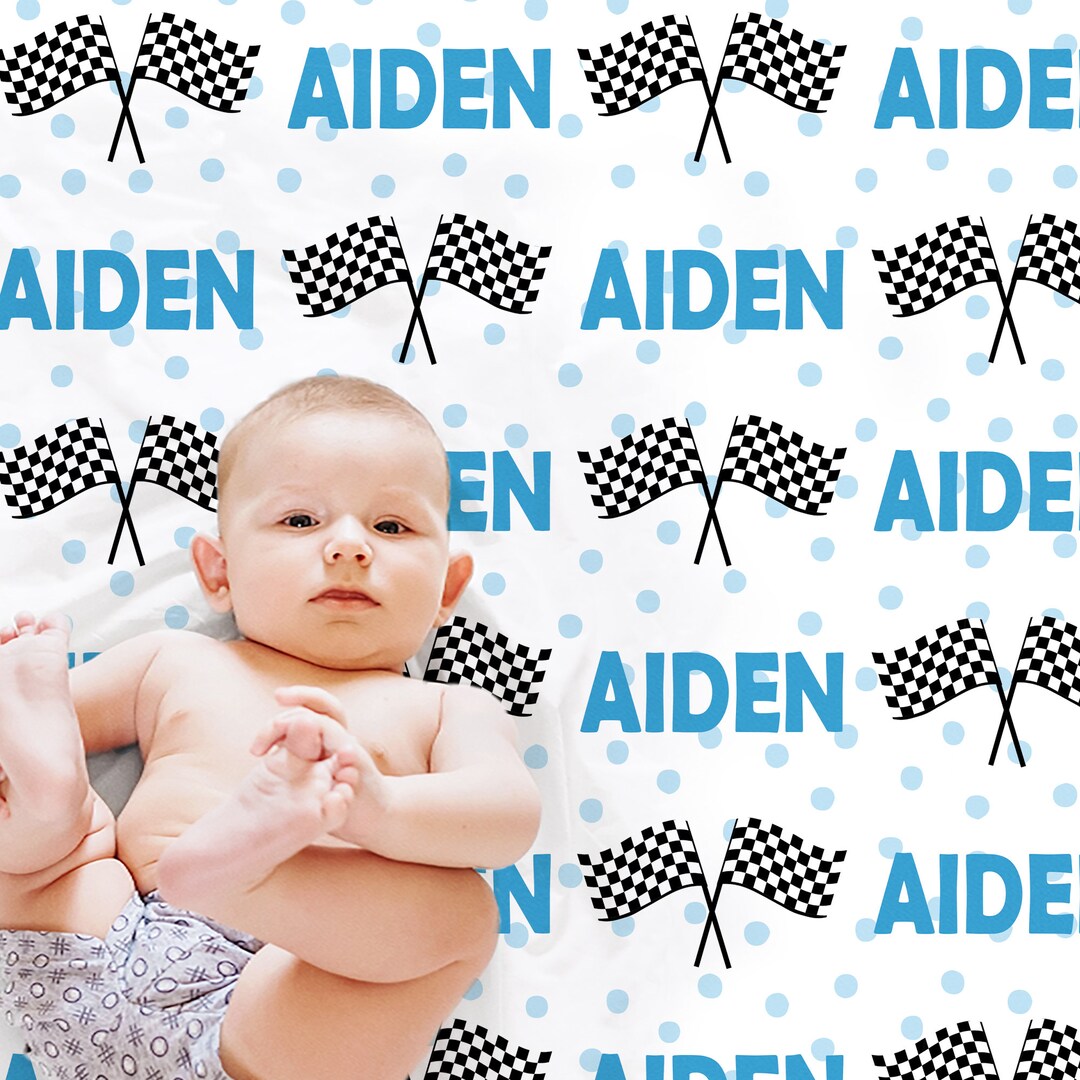 Racing Baby Blanket, Race Flag Personalized Blanket With Name ...