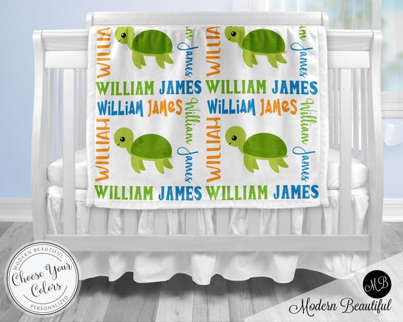 Sea turtle baby blanket, boy turtles under the sea personalized newborn ...