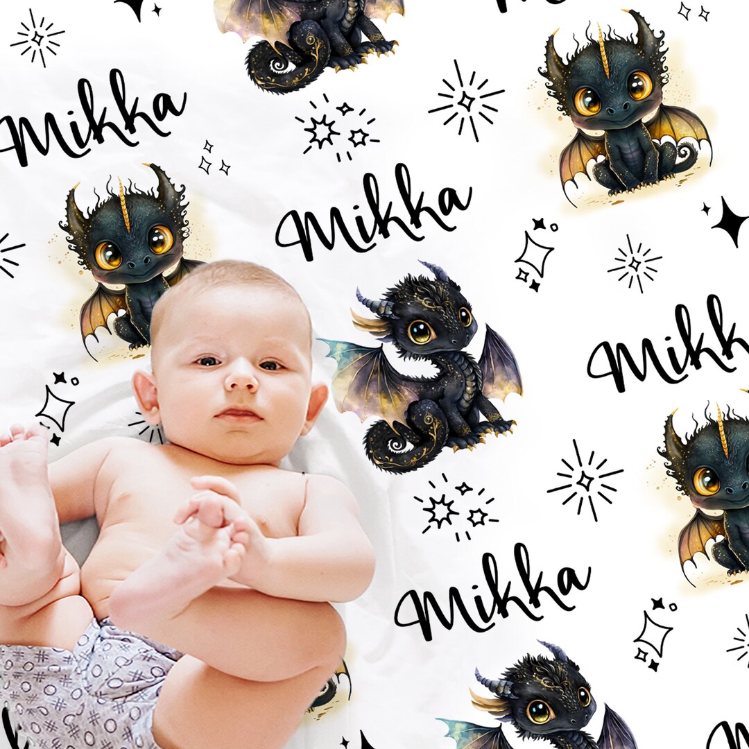 Dragon Baby Blanket, Newborn Personalized Dragons Name Blanket, Boys ...