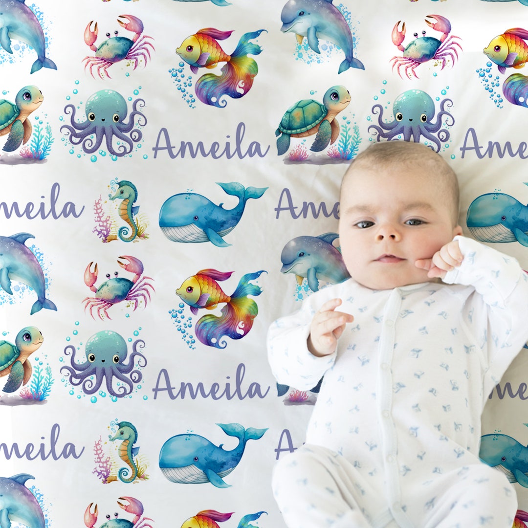 Ocean Animals Blanket, Baby Girl Under the Sea Baby Blanket ...