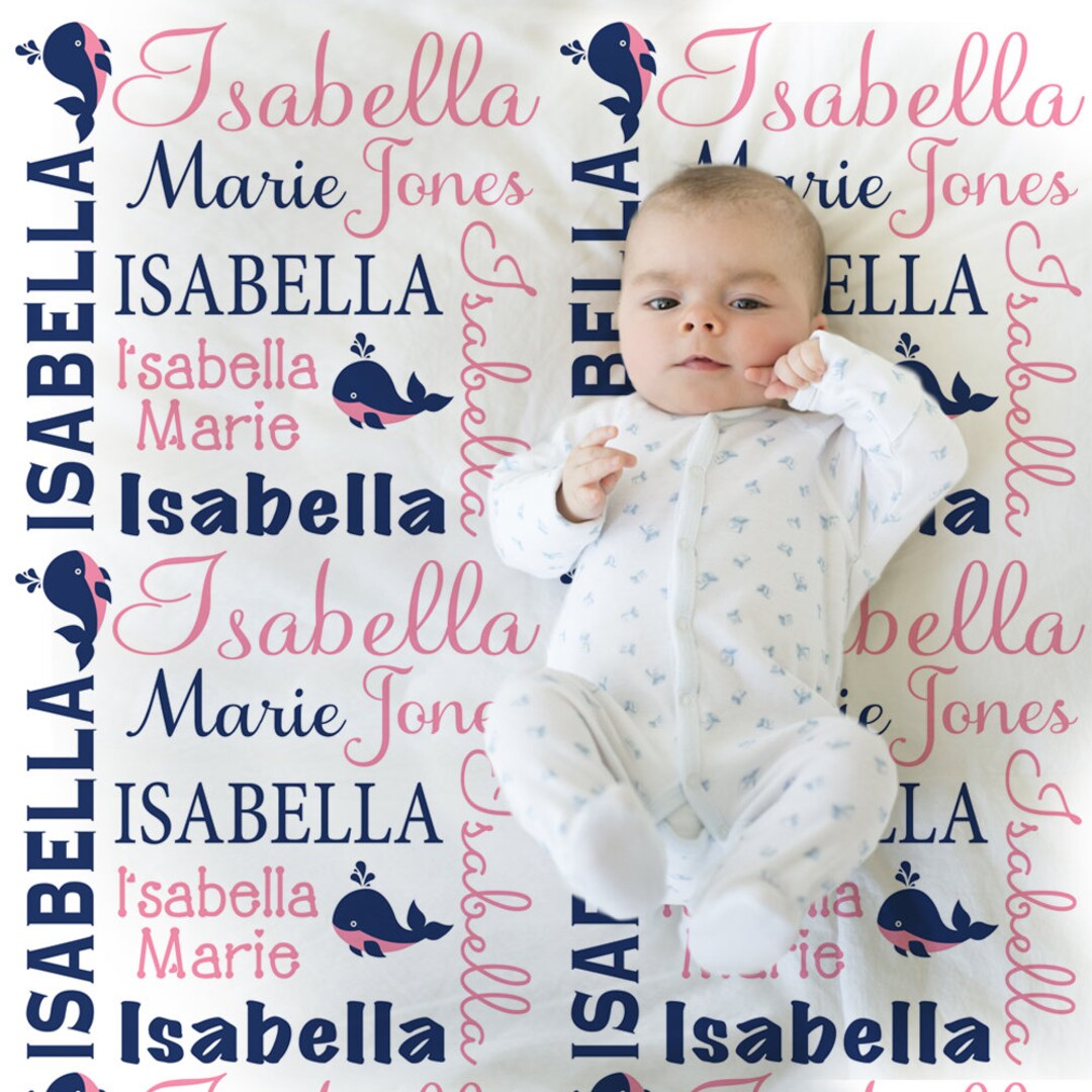 Personalized Girl Whale Blanket Custom Newborn Ocean Nautical Blanket ...