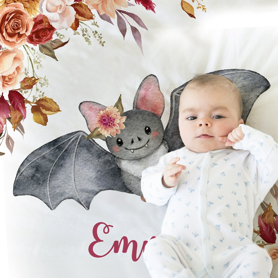 Bat Baby Girl Bat Blanket Personalized Floral Baby Bat Personalized ...