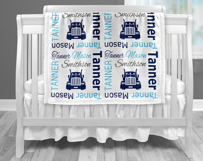 Semi Truck Baby Quilt. 18 Wheeler Baby Quilt. Personalized Baby Quilt ...