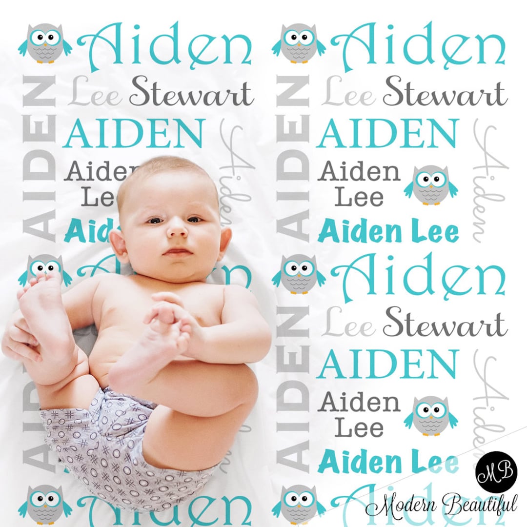 Owl Baby Blanket, Personalized Owl Blanket for Boys, Newborn Owl Baby ...
