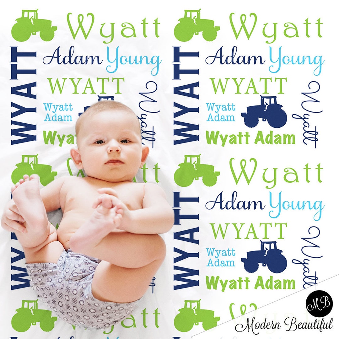 Personalized Tractor Baby Blanket Custom Name Farm Tractor Newborn ...