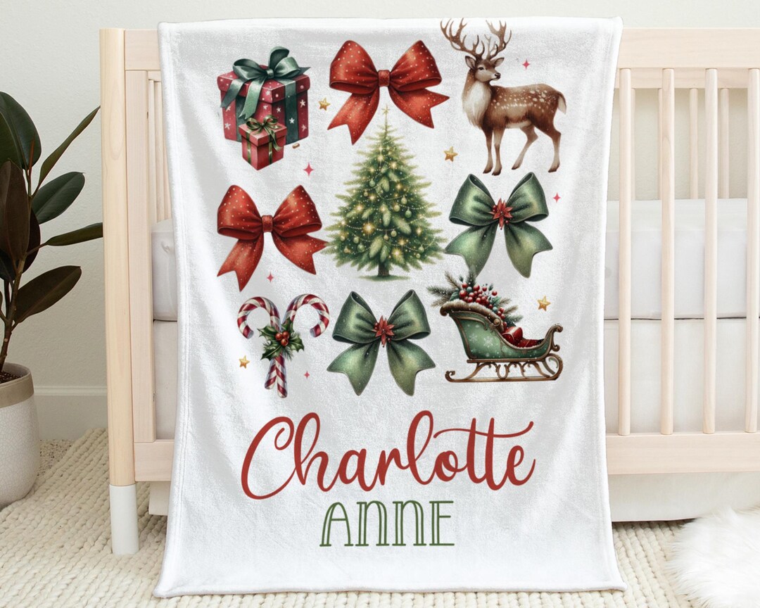 Christmas Baby Name Blanket: Personalized Newborn Holiday Swaddle - Etsy