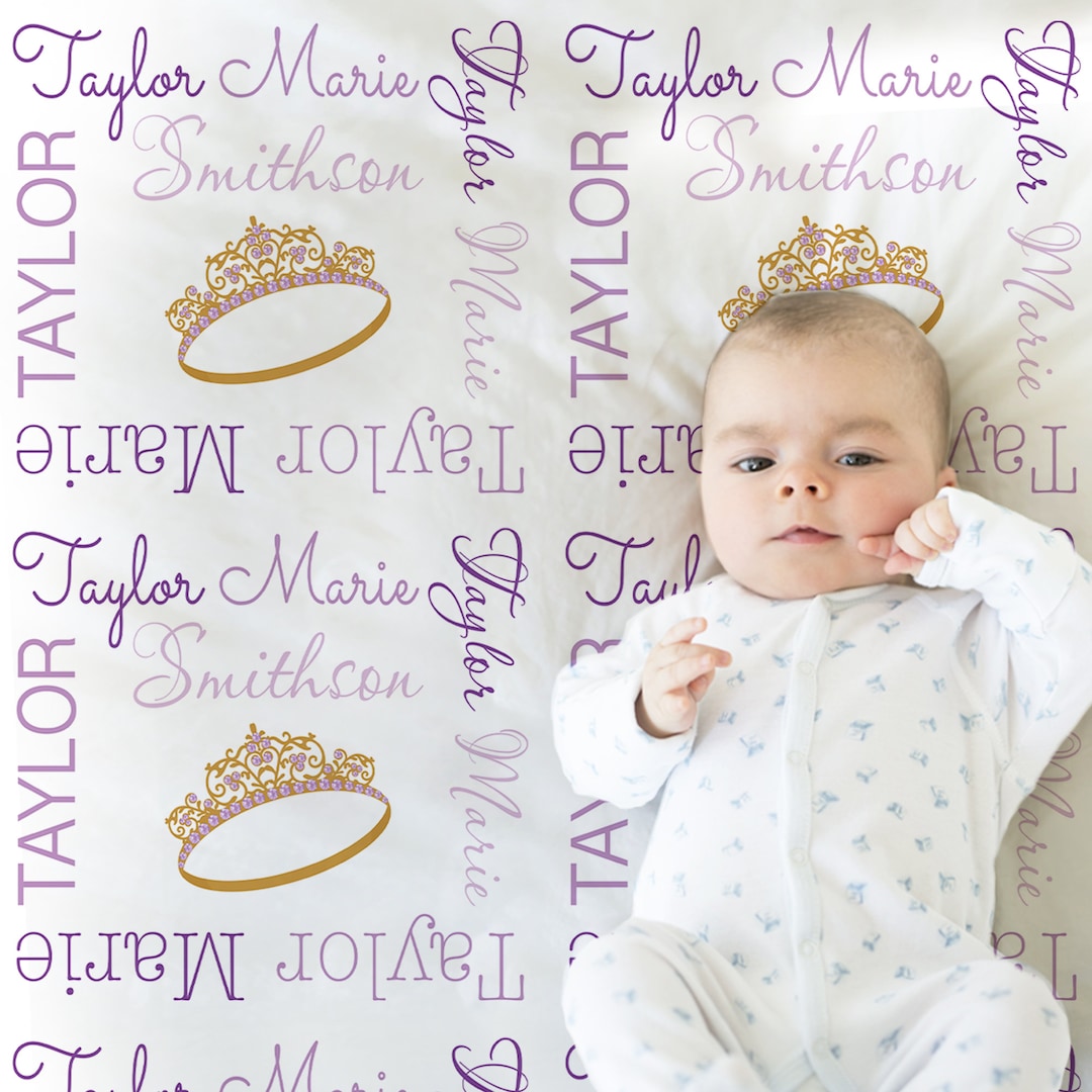 Princess Crown Baby Blanket, Personalized Tiara Name Blanket, Girls ...