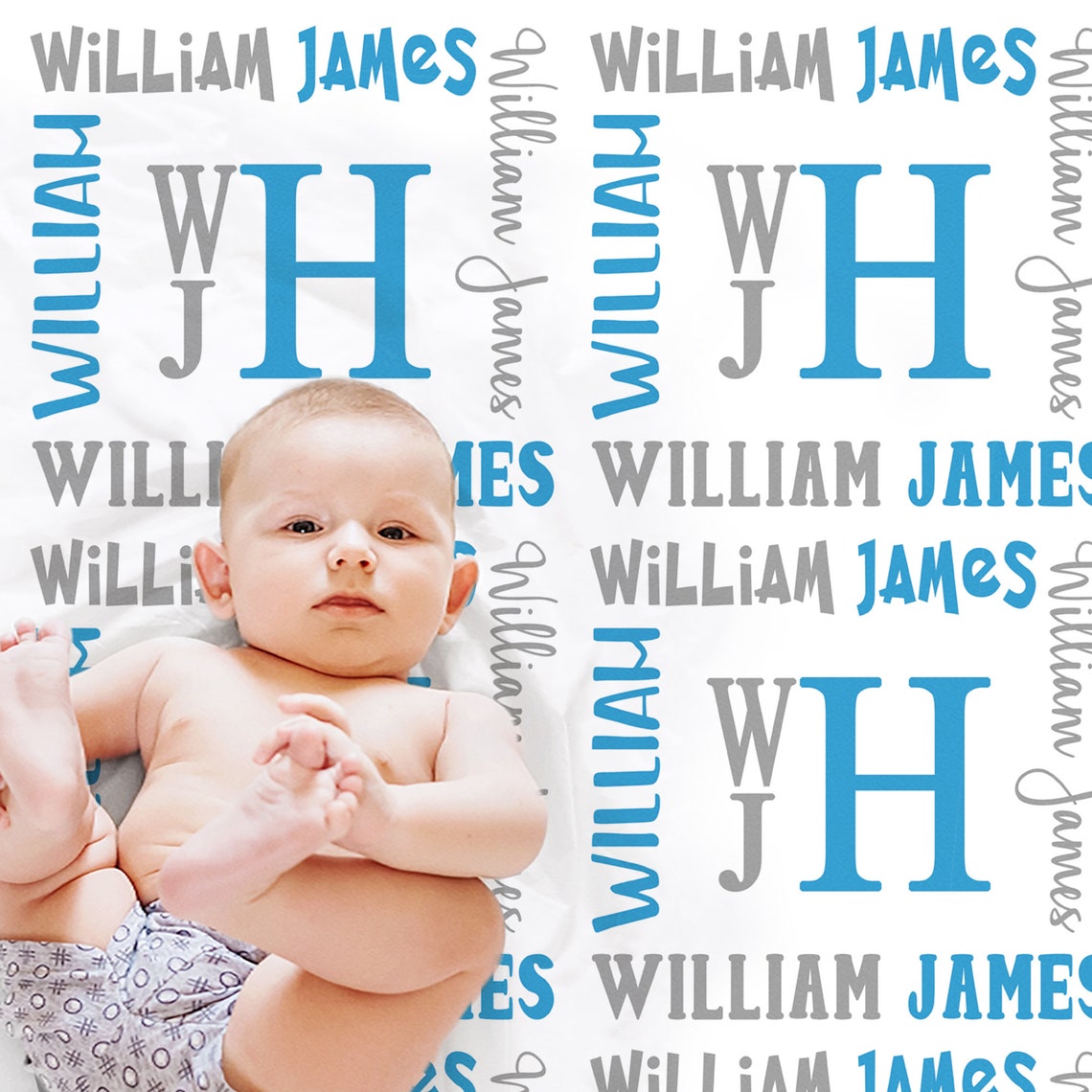 Monogram Baby Blanket Personalized Boy Name Blanket Newborn - Etsy