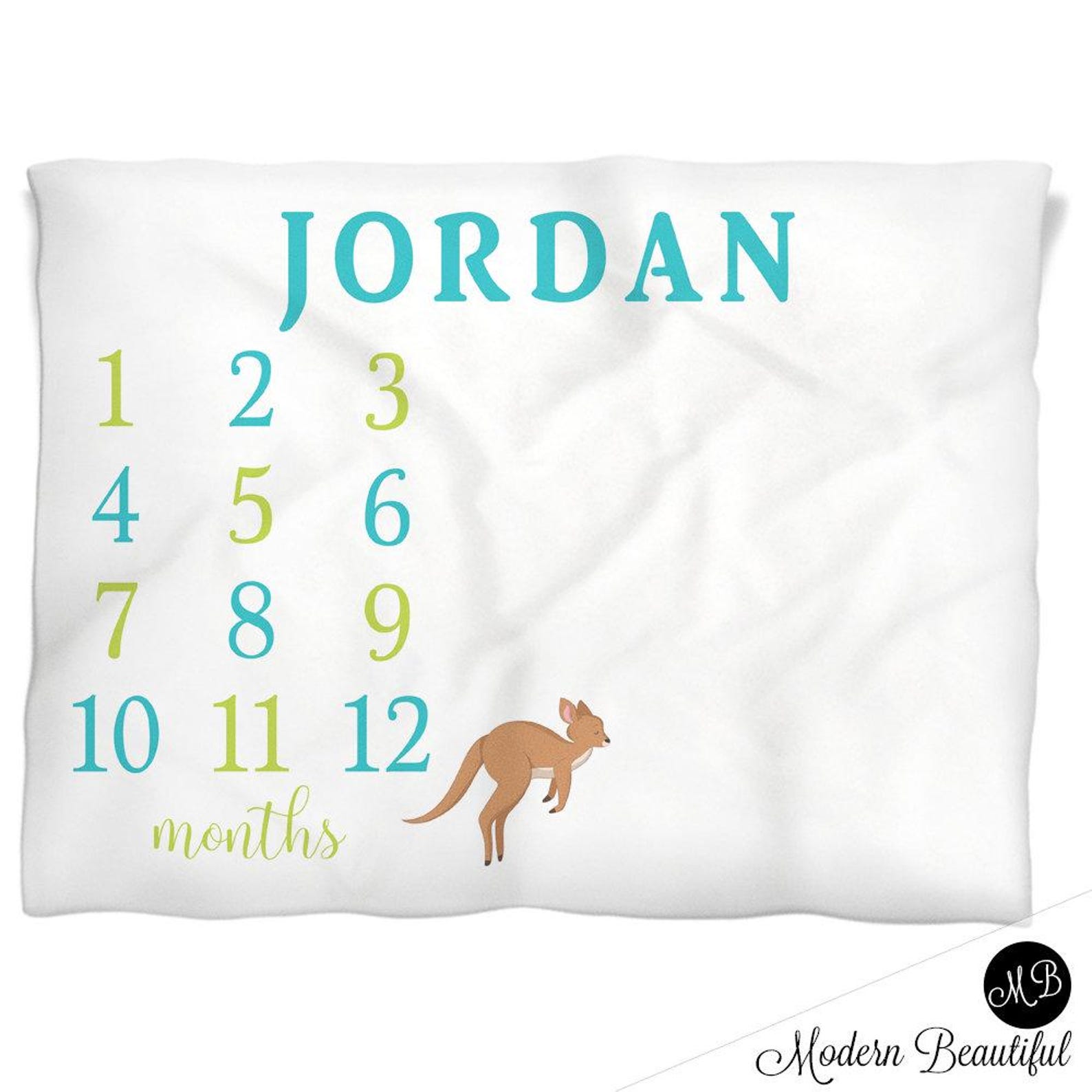 Kangaroo Baby Growth Photo Blanket Personalized Monthly Milestone Baby ...