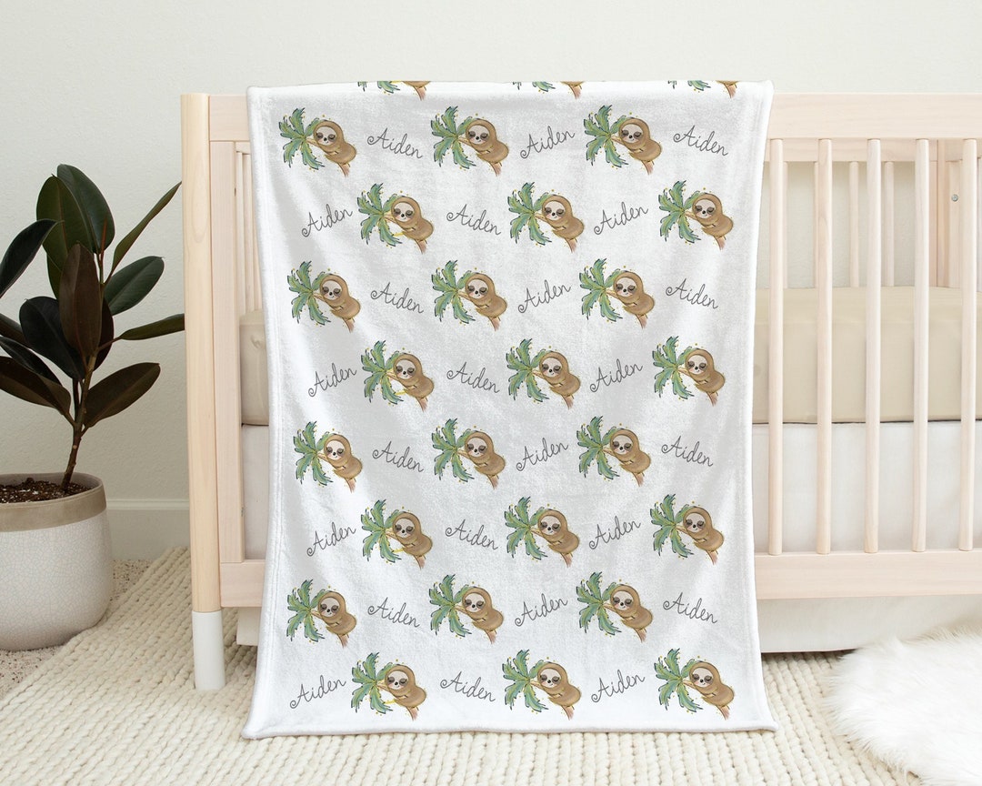 Sloth Baby Boy Blanket, Personalized Sloths Newborn Blanket With Name ...