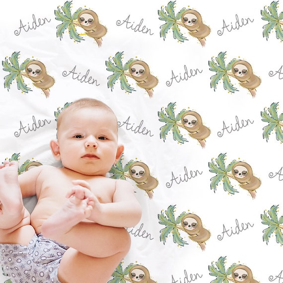 Sloth Baby Boy Blanket Personalized Sloths Newborn Blanket - Etsy