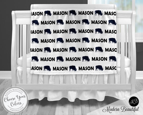 Baby boy buffalo name blanket- buffalo baby blanket- boy or girl ...