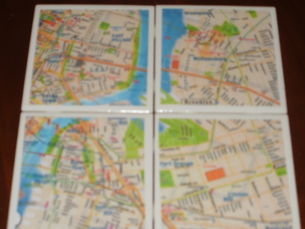Brooklyn Map Coasters...set of 4...for Drinks and Candles...full Cork Bottoms - Etsy