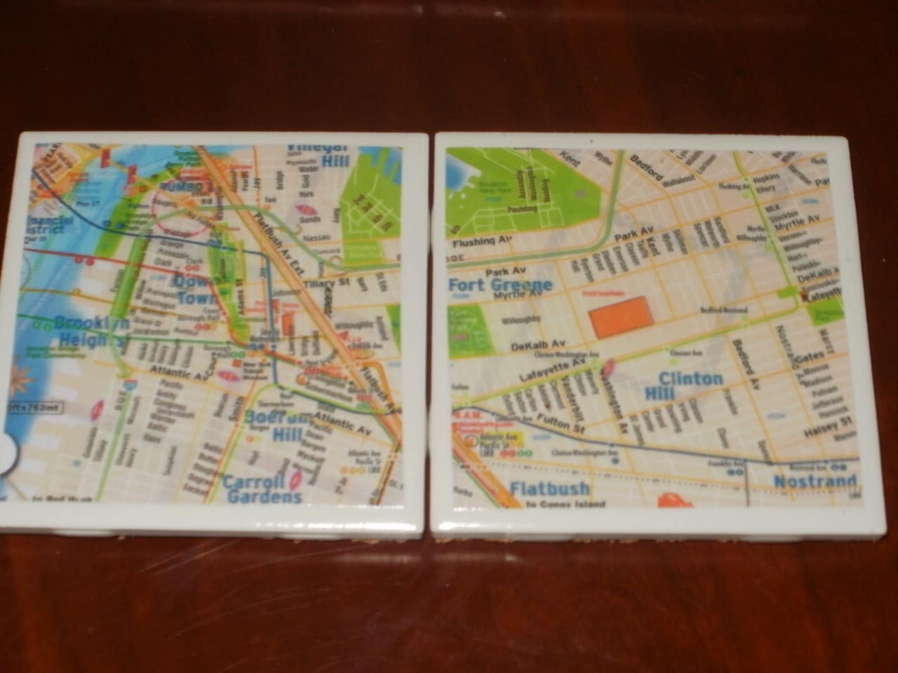 Brooklyn Map Coasters...set of 4...for Drinks and Candles...full Cork Bottoms - Etsy