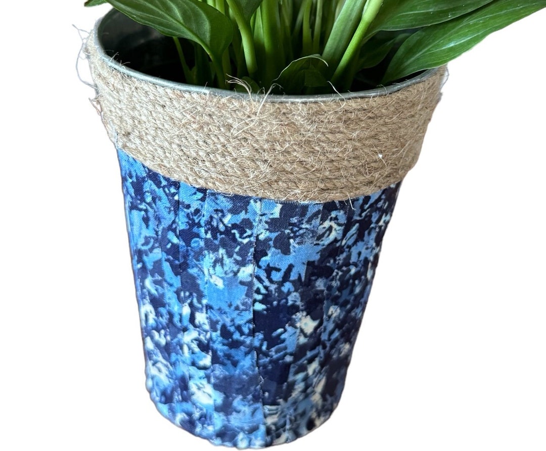 Planter, Blue and White, Decoupage on Galvanized Tin, Hostess Gift - Etsy