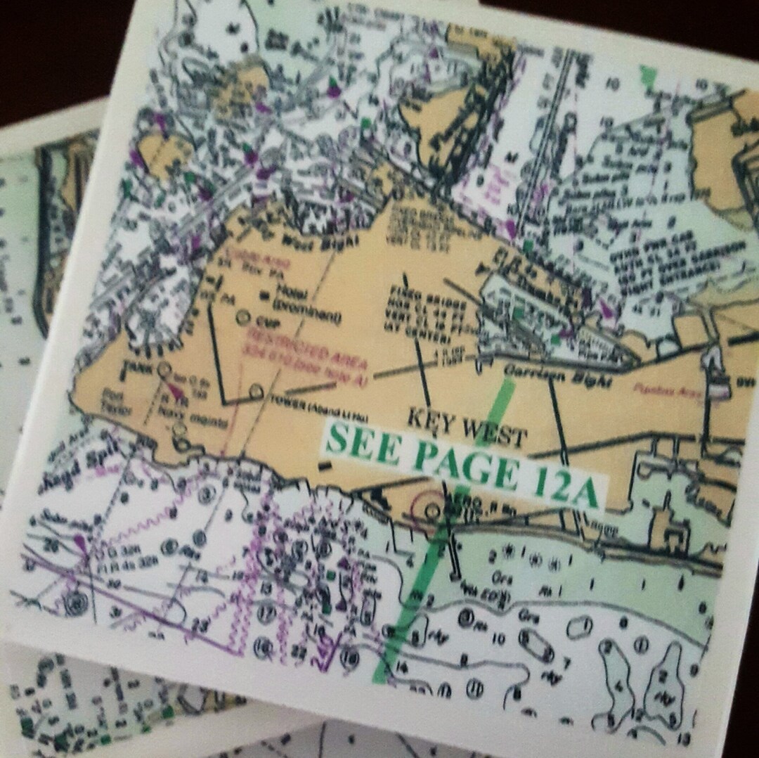Key West Nautical Coasters, Drink Coasters, Set of 4, Full Cork Bottoms ...