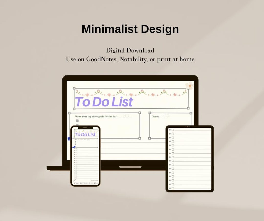 Aesthetic Printable to Do List | Minimalist Digital Planner | Instant ...