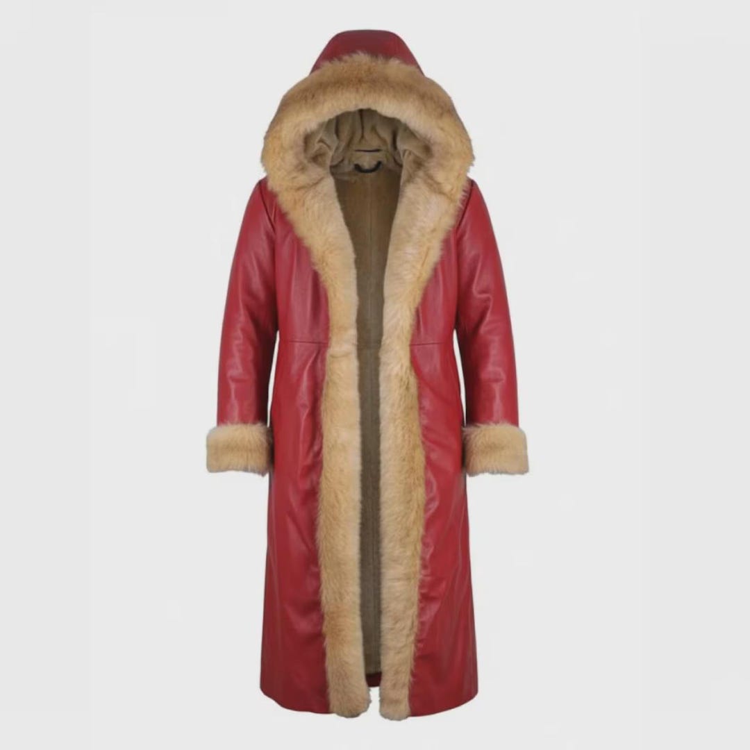 Handmade Santa Coat: Red Faux Fur Trench Coat, Christmas Costume - Etsy