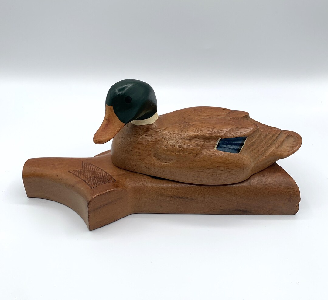Vintage Wooden Duck Desk Dish – Gunstock Style Trinket Holder - Etsy