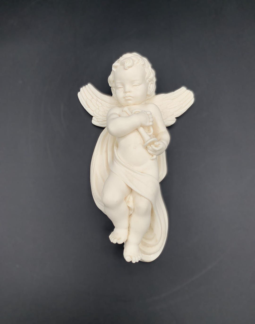Vintage Italian Alabaster Cherub Wall Plaque | White Angel Relief Made ...